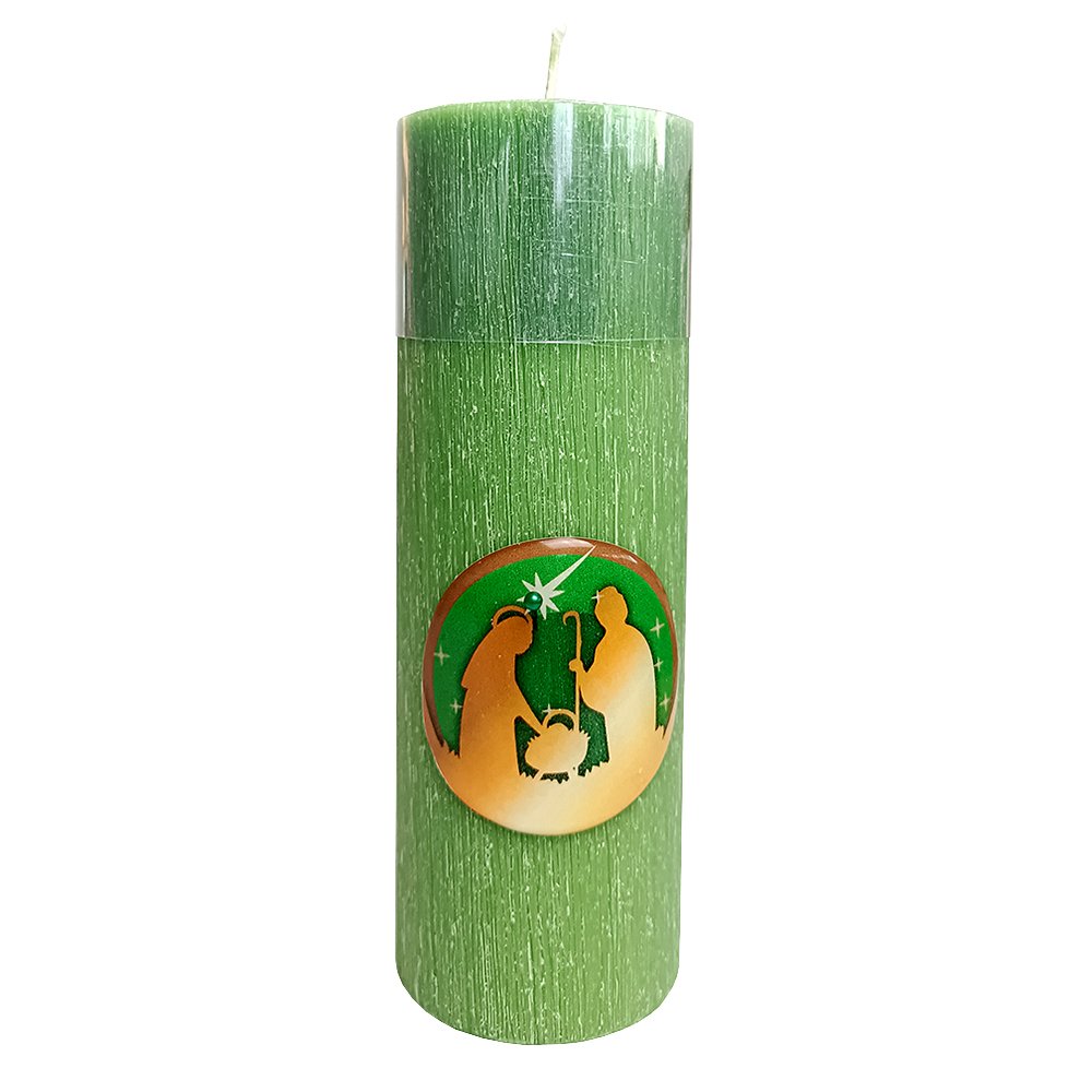 Vela Altar e Advento 20 cm x 7 cm Verde Texturizada - Nascimento - Casa ...